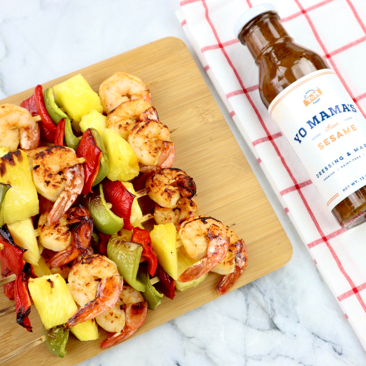 Sesame Shrimp Pineapple Kebabs – Yo Mama's Foods